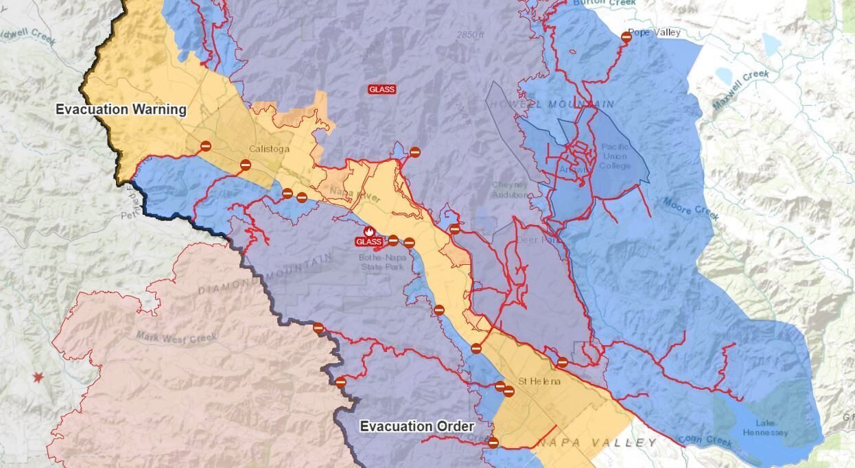 Containment of Glass Fire at 50%; Napa releases interactive map of ...